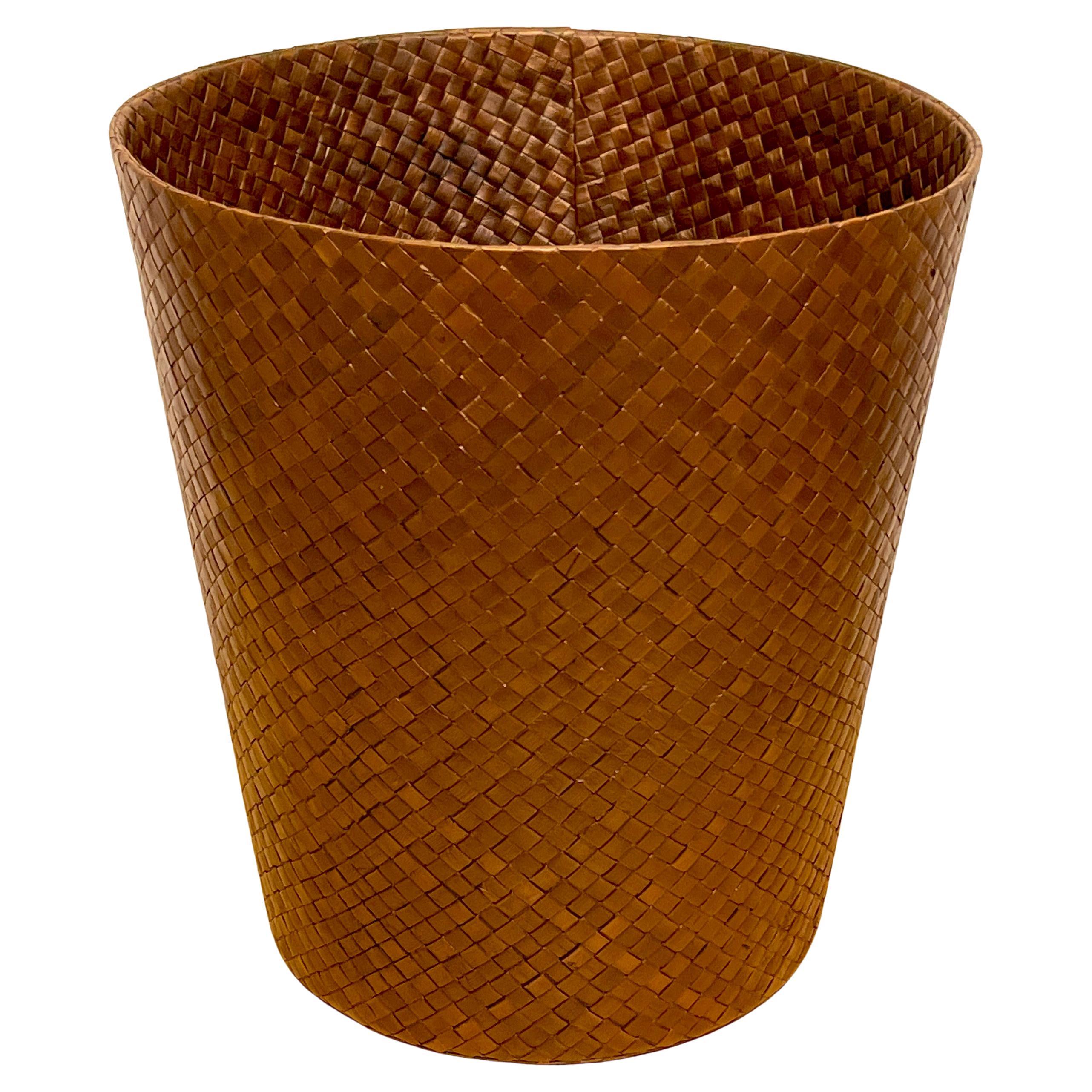 Hollywood Regency Black Gold Leather Paper Basket, 1970, France For ...