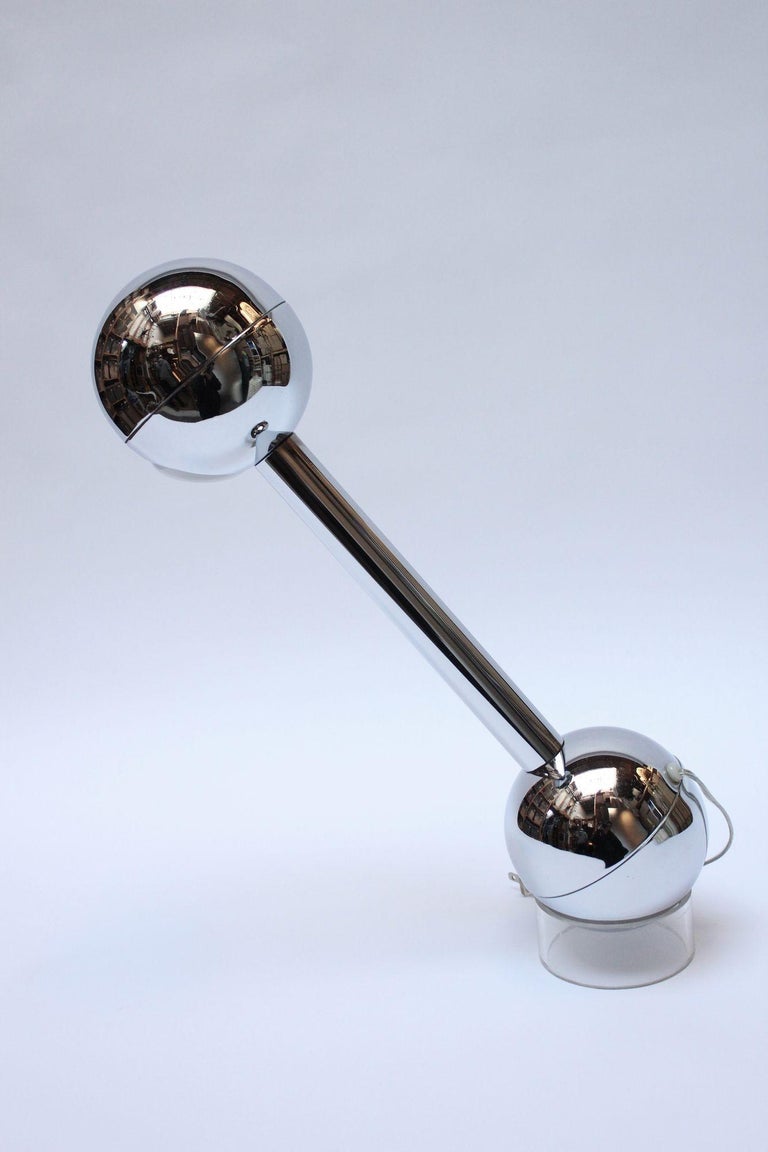 French Moderne Chrome "Barbell" Pivoting Table Lamp by Pierre Cardin ...