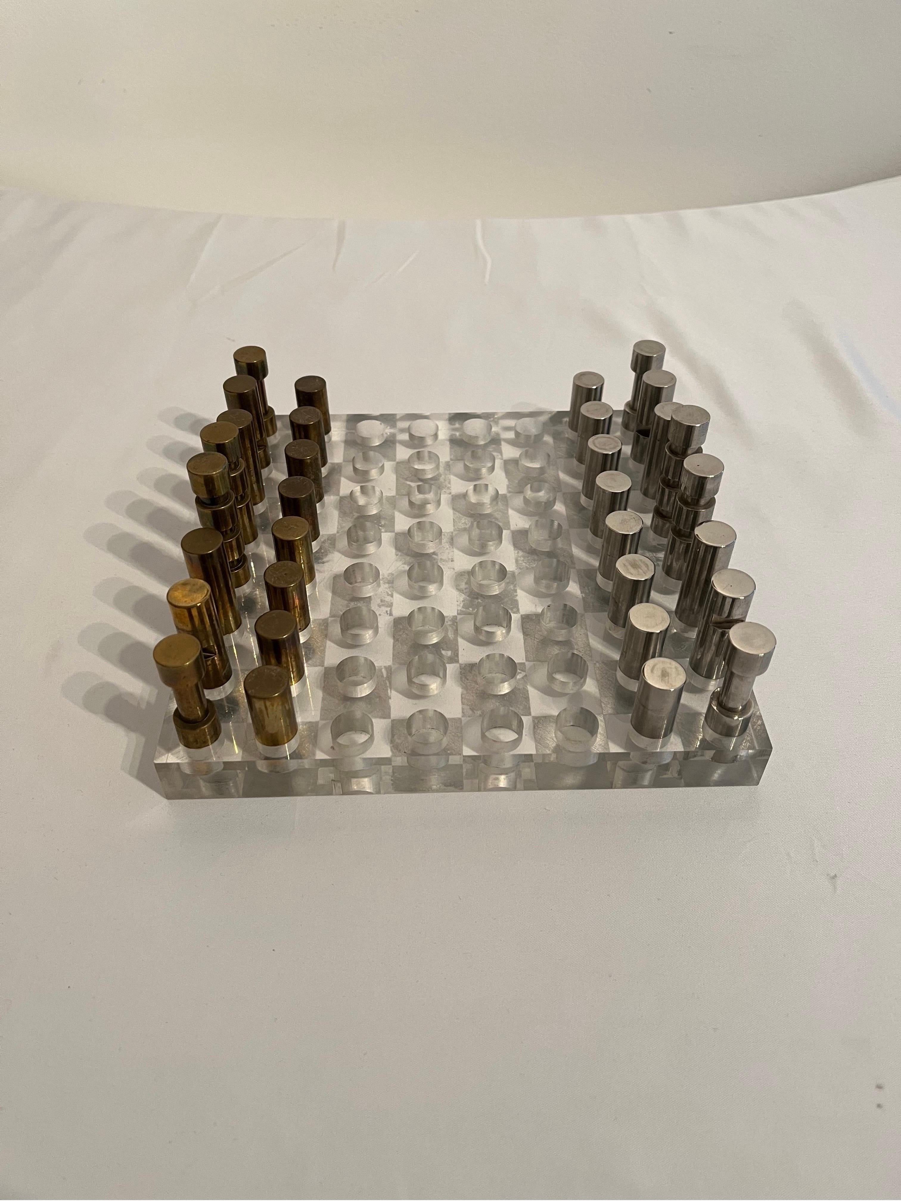 French Modernist Chess Set Lucite Base. For Sale at 1stDibs