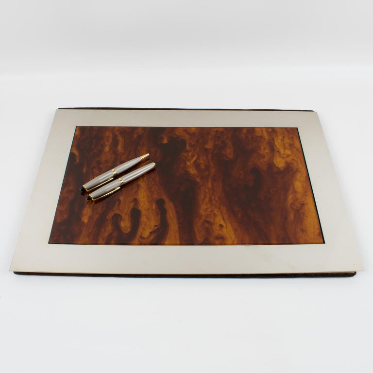 French Modernist Chrome and Tortoiseshell Lucite Desk Pad For Sale at ...