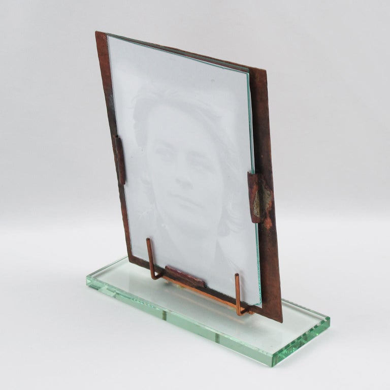 French Modernist Copper and Glass Picture Frame, 1940s at 1stDibs