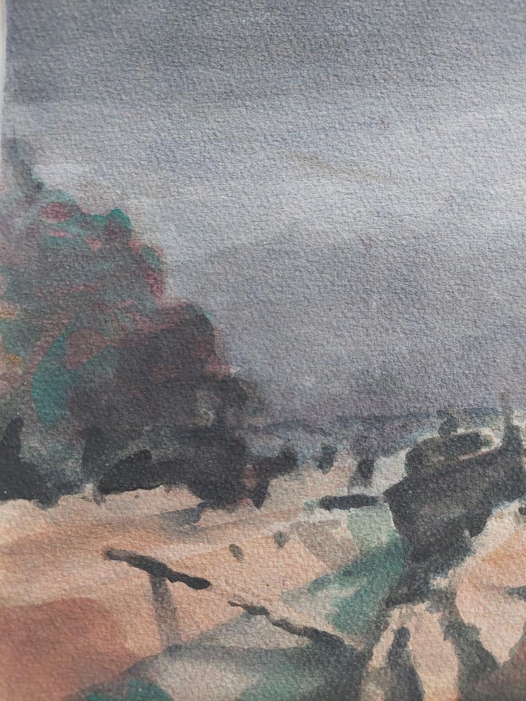 French Modernist Cubist Painting Storm Approaching Paris For Sale at ...