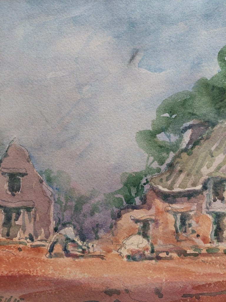French Modernist Cubist Painting Village Work For Sale at 1stDibs