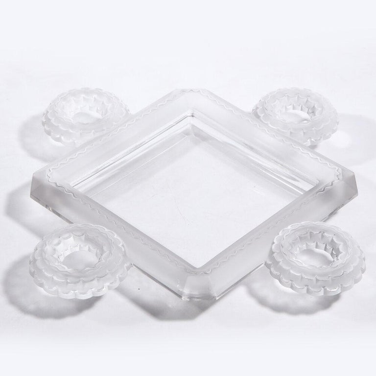 French Modernist Frosted and Translucent Crystal Decorative Tray by ...