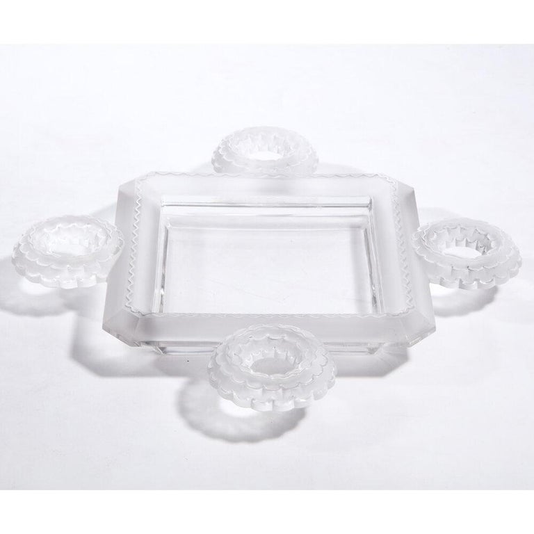 French Modernist Frosted and Translucent Crystal Decorative Tray by ...