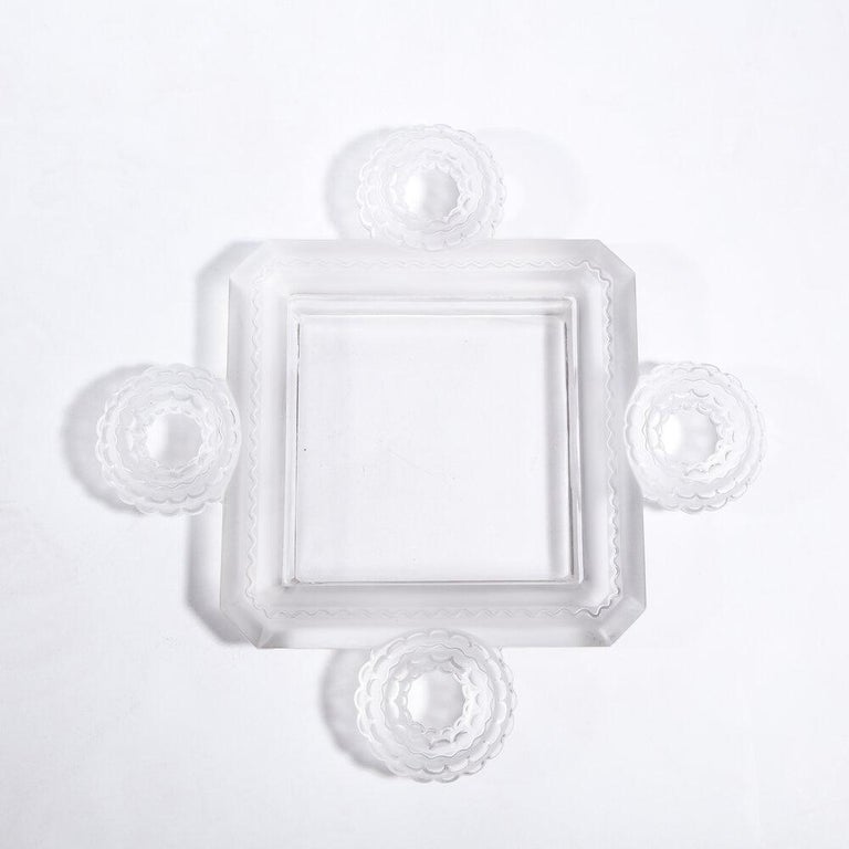 French Modernist Frosted and Translucent Crystal Decorative Tray by ...