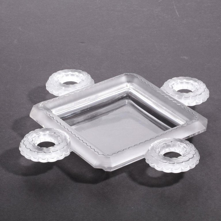 French Modernist Frosted and Translucent Crystal Decorative Tray by ...