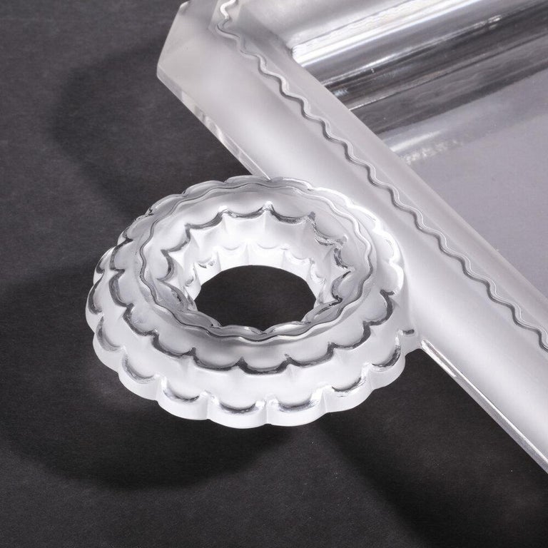 French Modernist Frosted and Translucent Crystal Decorative Tray by ...