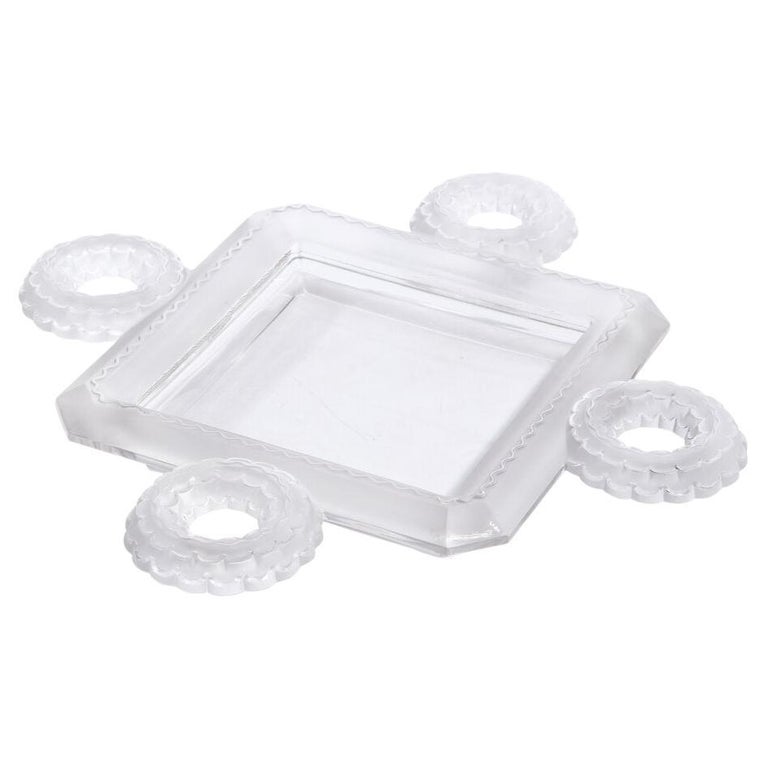 French Modernist Frosted and Translucent Crystal Decorative Tray by ...