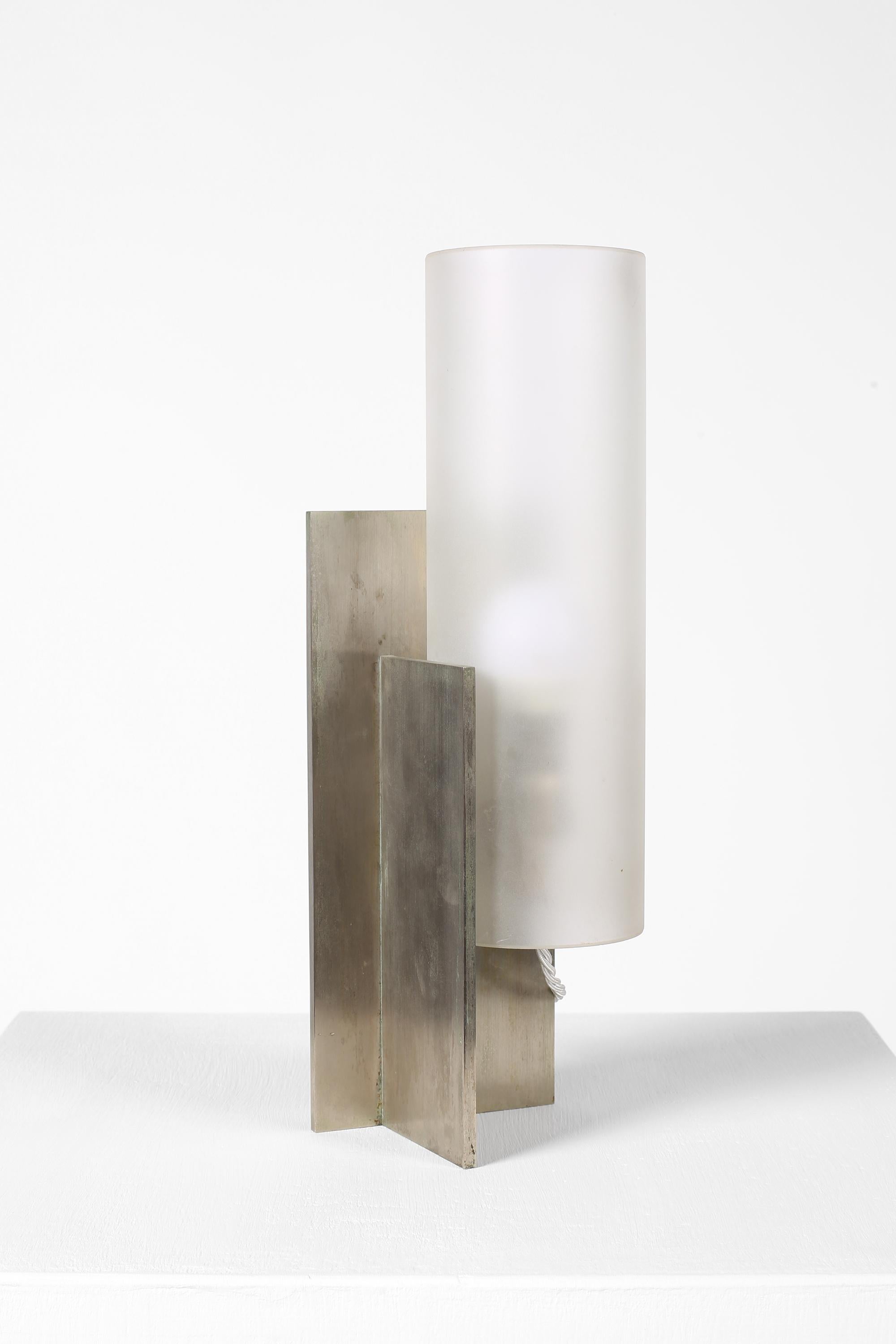 French Modernist Nickel-Plated Bronze Table Lamp By Jean-Boris Lacroix ...
