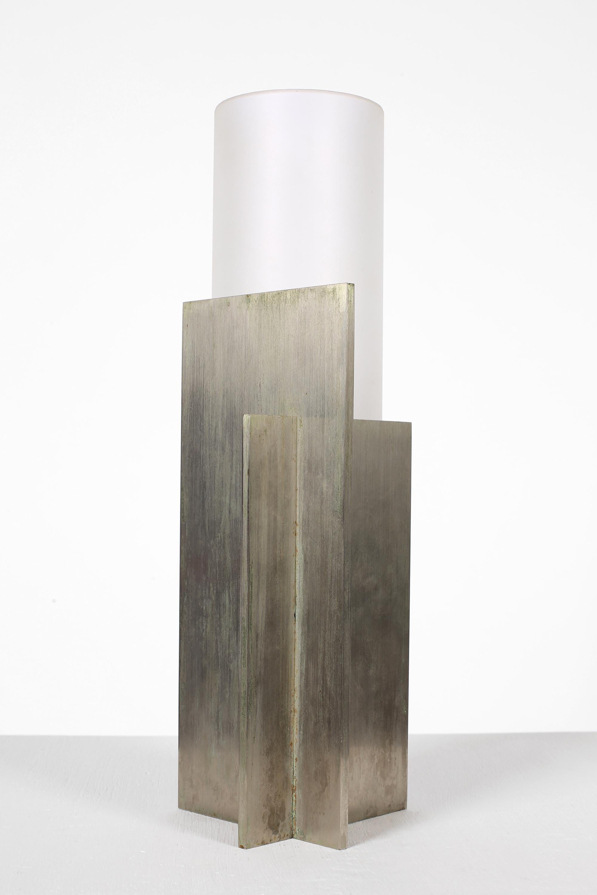 French Modernist Nickel-Plated Bronze Table Lamp By Jean-Boris Lacroix ...