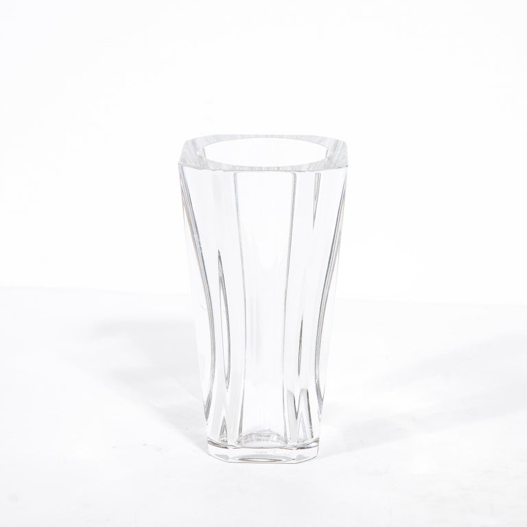 French Modernist Translucent Sculptural Crystal Vase Signed Baccarat ...