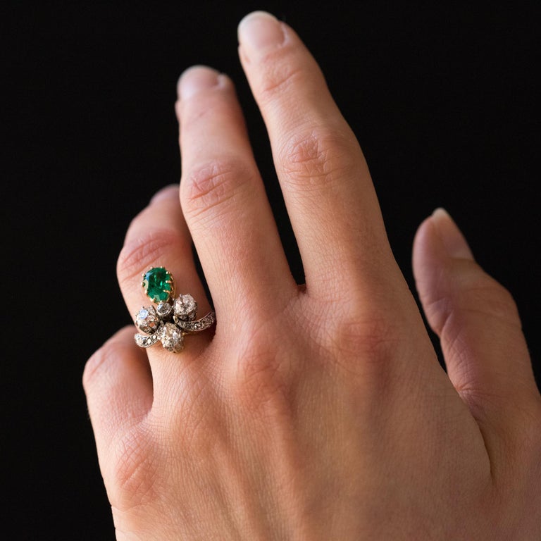 French Napoleon 3 1850s Emerald Diamond Duchess Ring at 1stDibs ...
