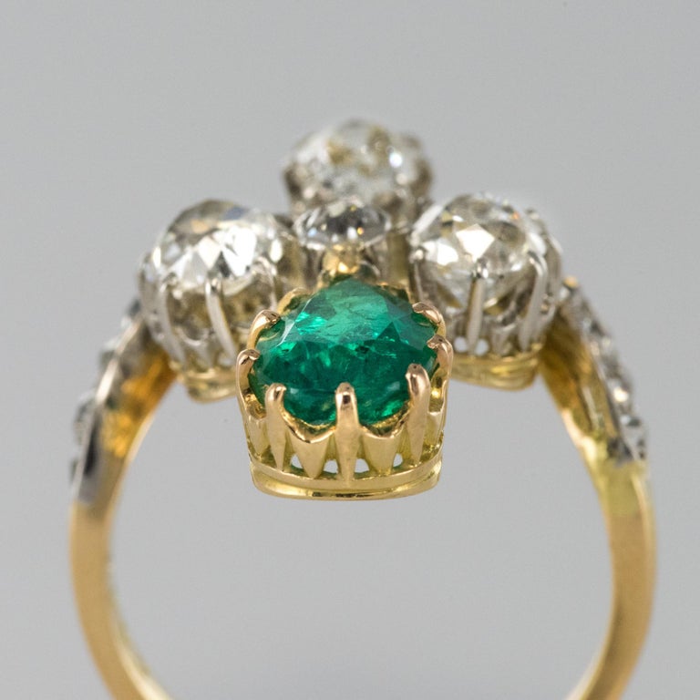 French Napoleon 3 1850s Emerald Diamond Duchess Ring at 1stDibs ...