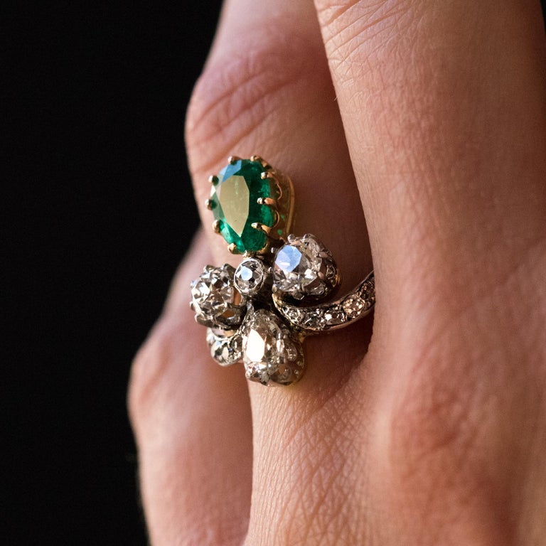 French Napoleon 3 1850s Emerald Diamond Duchess Ring at 1stDibs ...