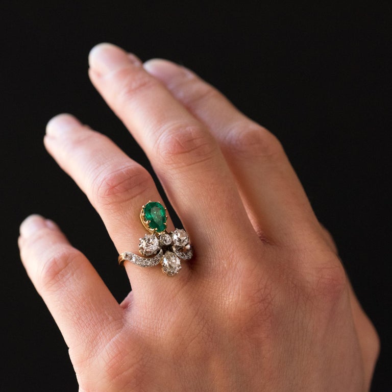 French Napoleon 3 1850s Emerald Diamond Duchess Ring at 1stDibs ...