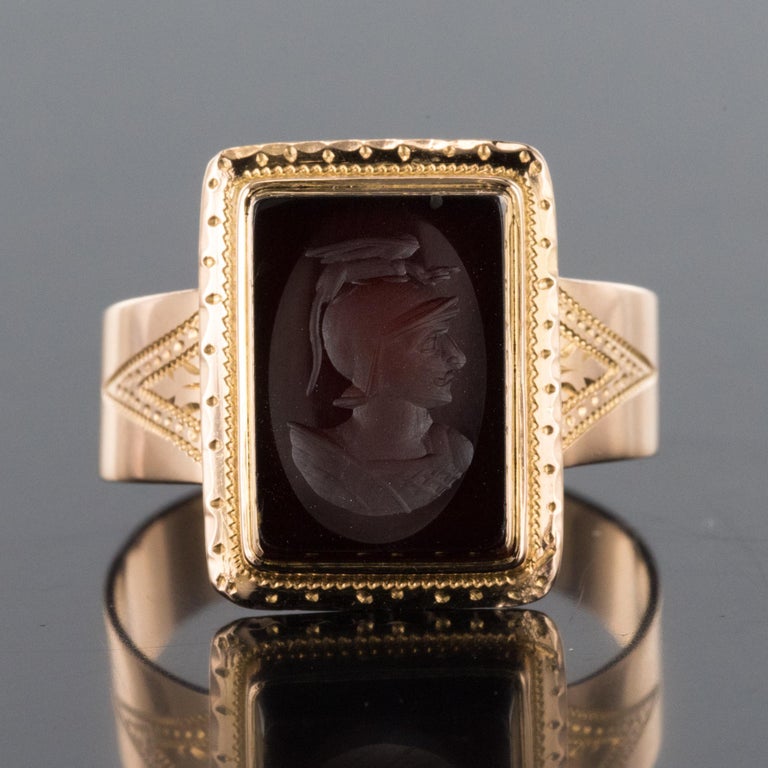 French Napoleon Third 19th Century Carnelian Intaglio Gold Signet Ring ...
