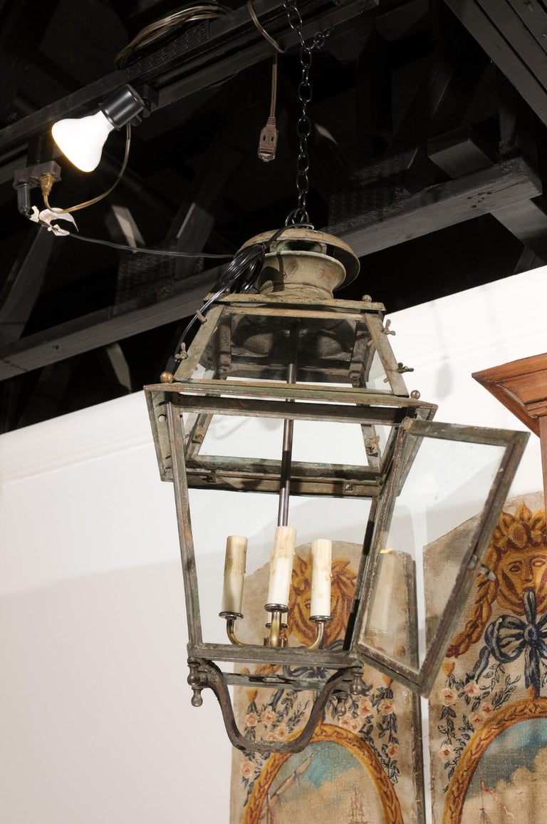 French Napoléon III 1850s Tôle Four-Light Lantern with Original Painted ...