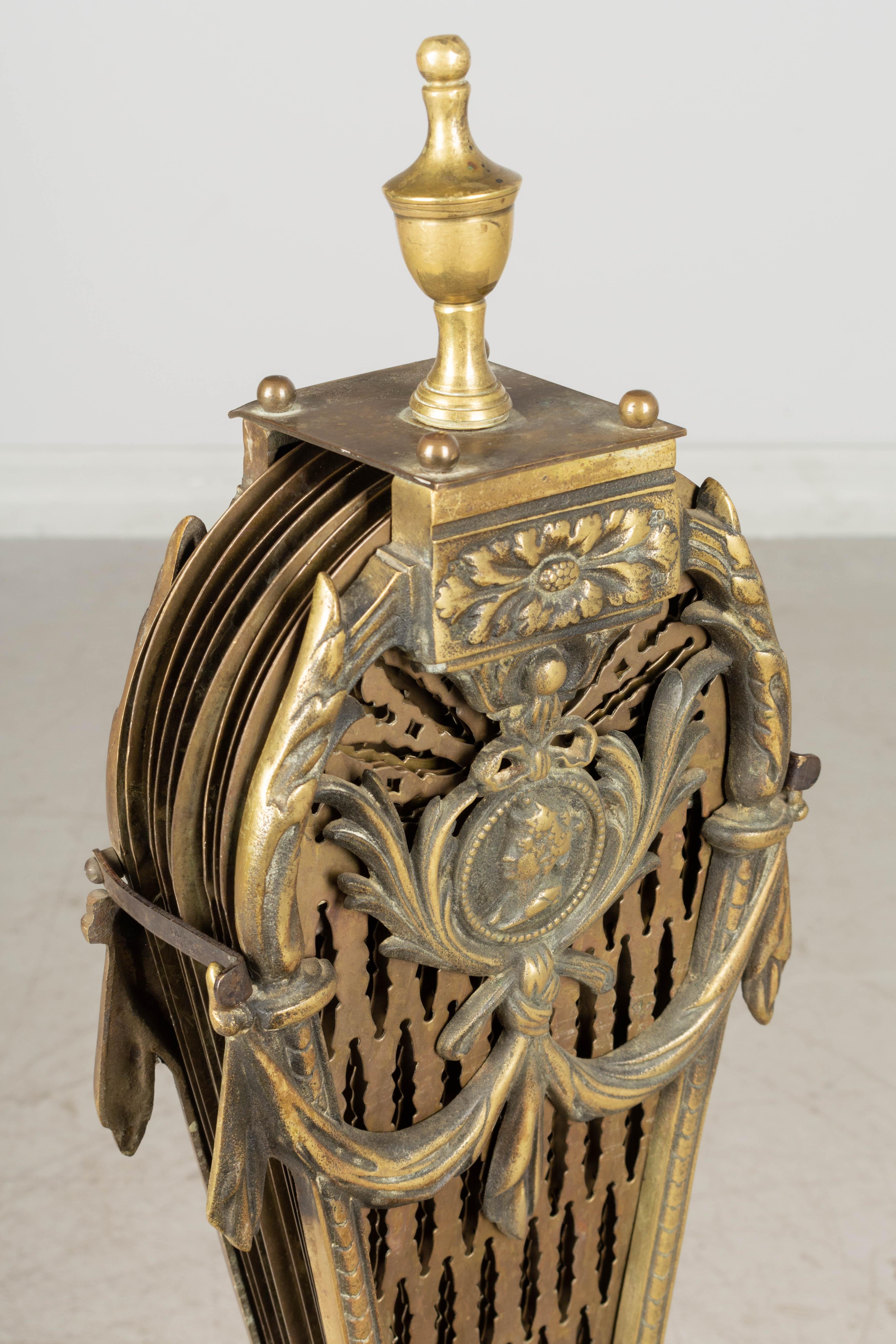 French Napoleon III Brass Peacock Fan Fire Screen at 1stDibs