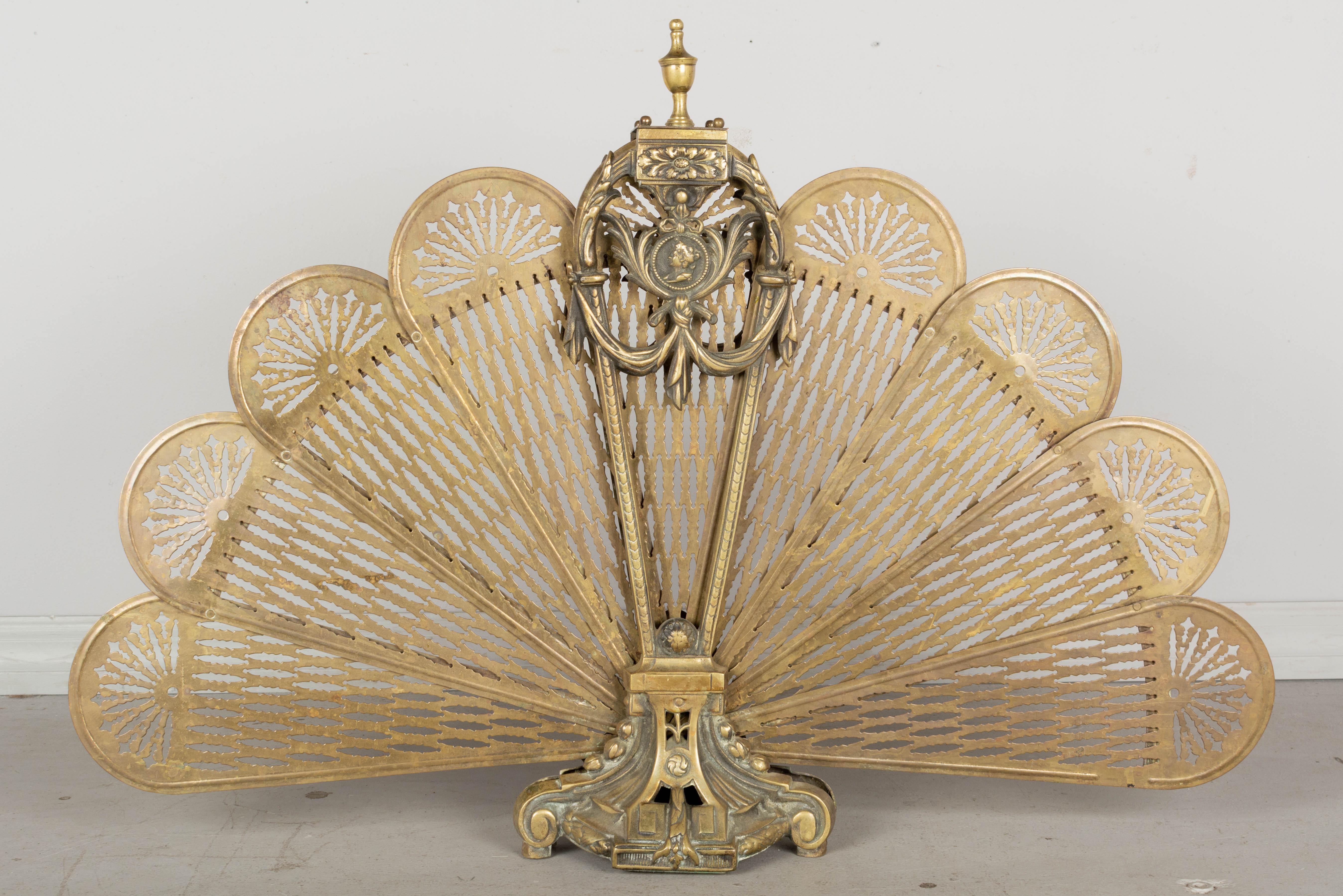French Napoleon III Brass Peacock Fan Fire Screen at 1stDibs
