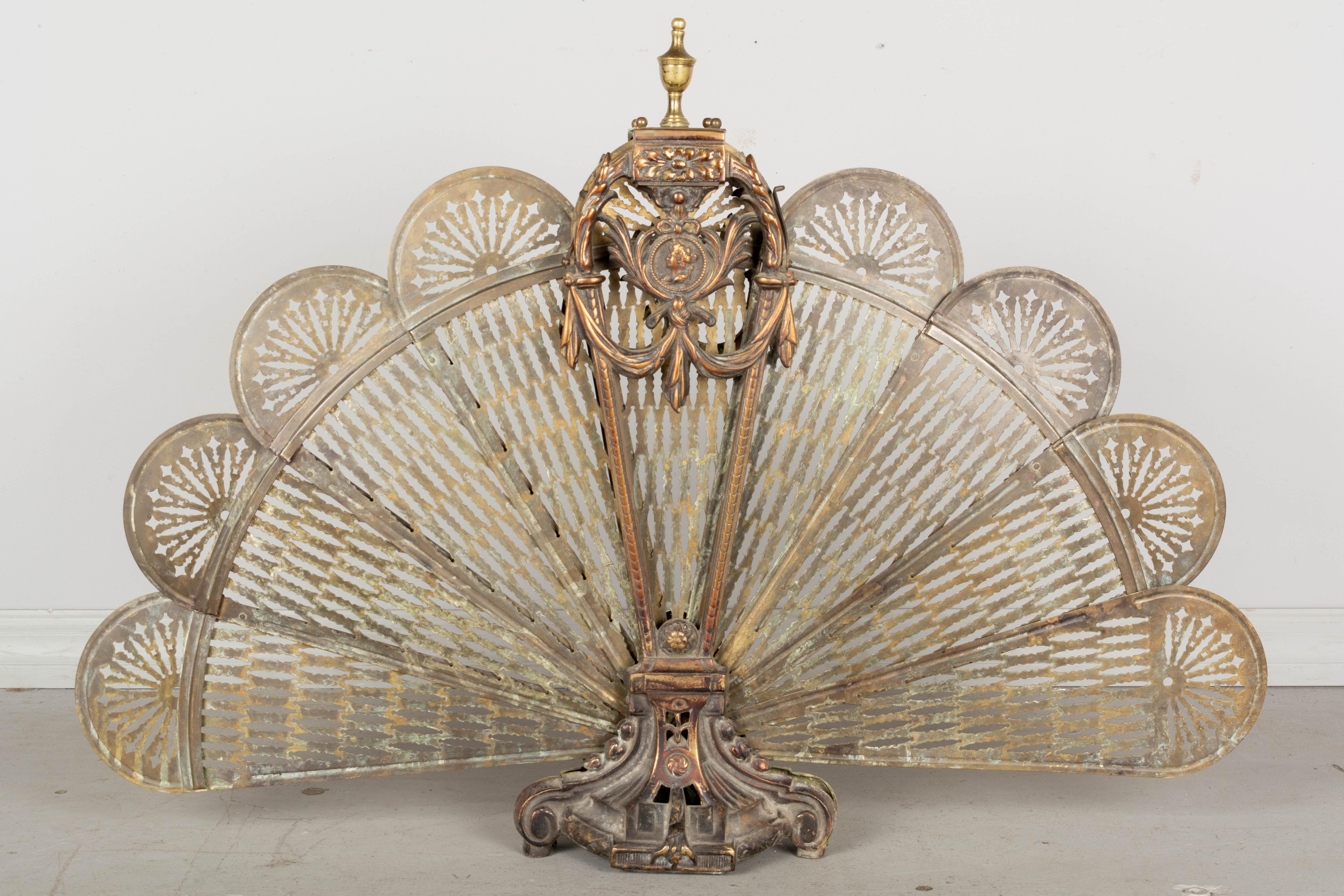French Napoleon III Brass Peacock Fan Fire Screen at 1stDibs