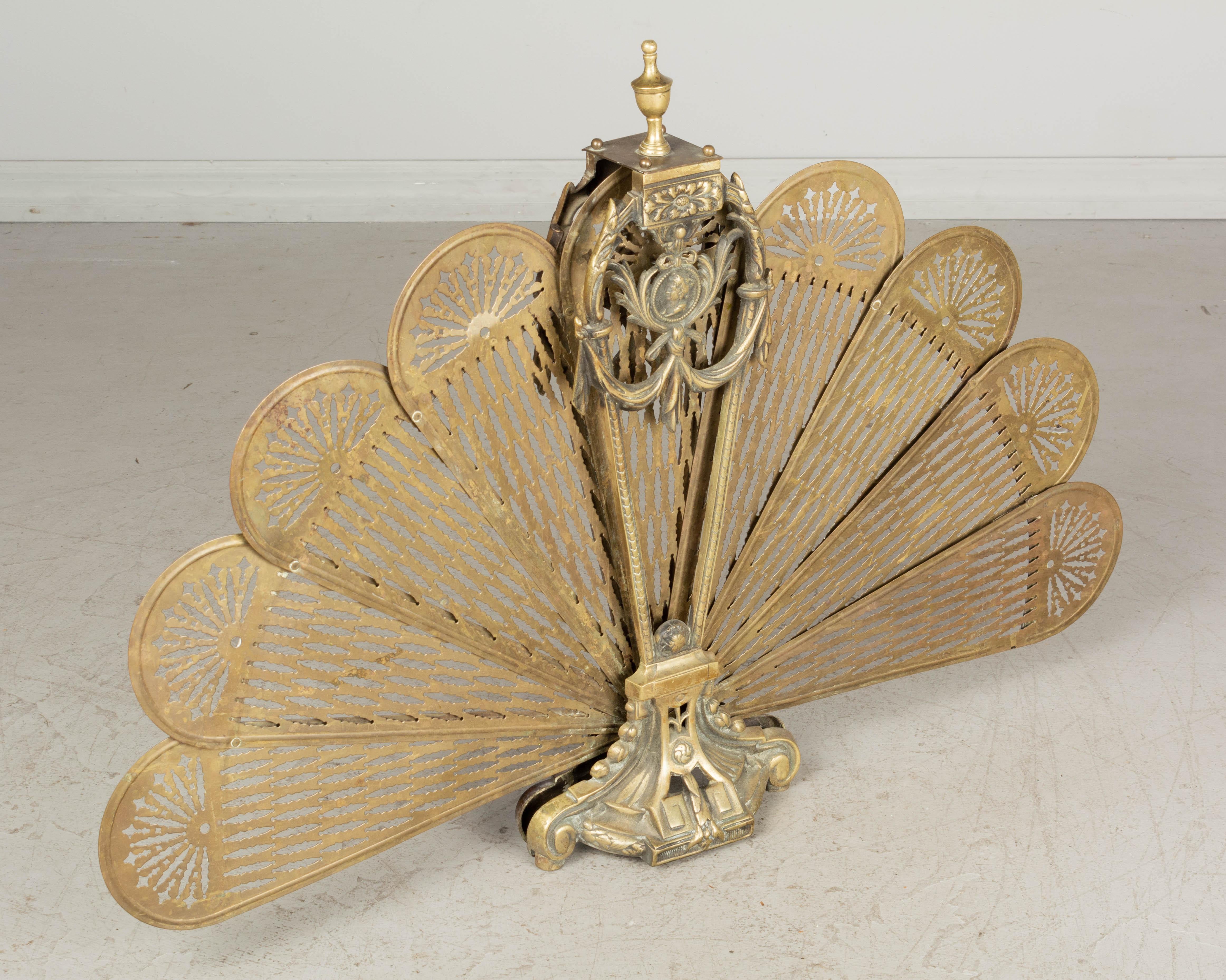 French Napoleon III Brass Peacock Fan Fire Screen at 1stDibs