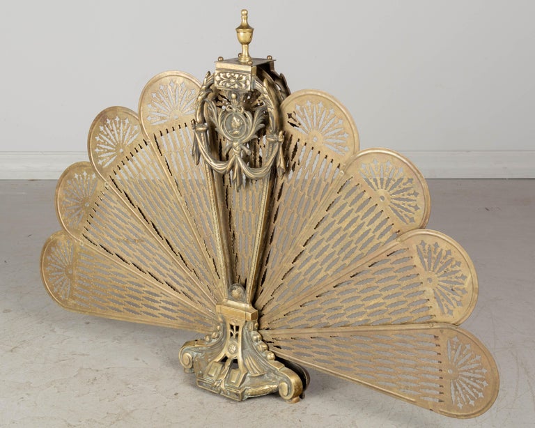 French Napoleon III Brass Peacock Fan Fire Screen at 1stDibs