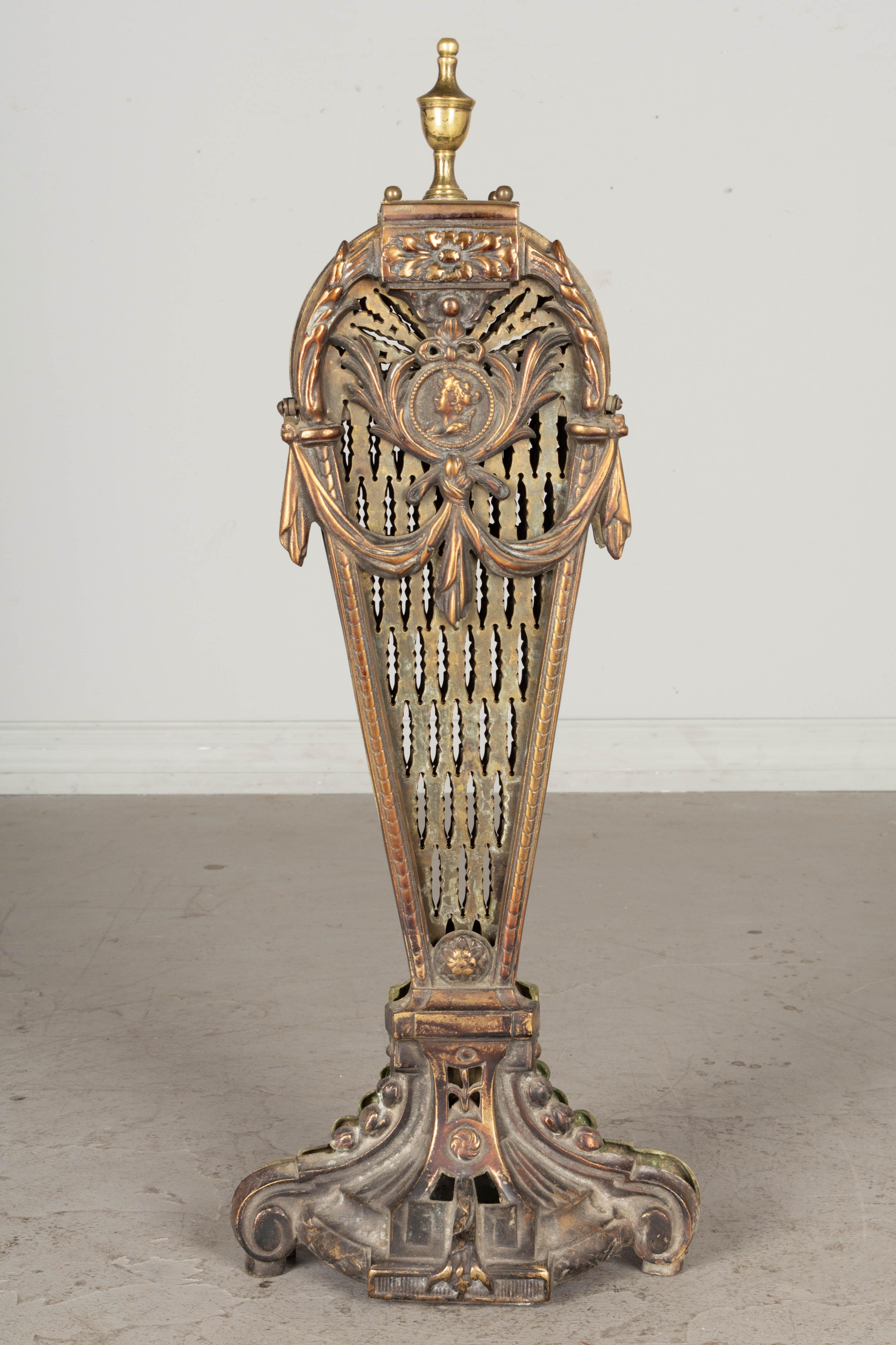 French Napoleon III Brass Peacock Fan Fire Screen at 1stDibs