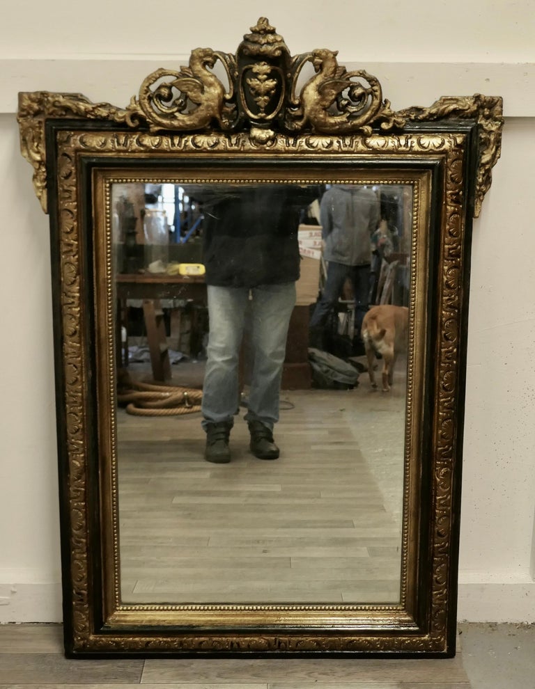 French Napoleon III Gilt Wall Mirror, Dragon Crest For Sale at 1stDibs