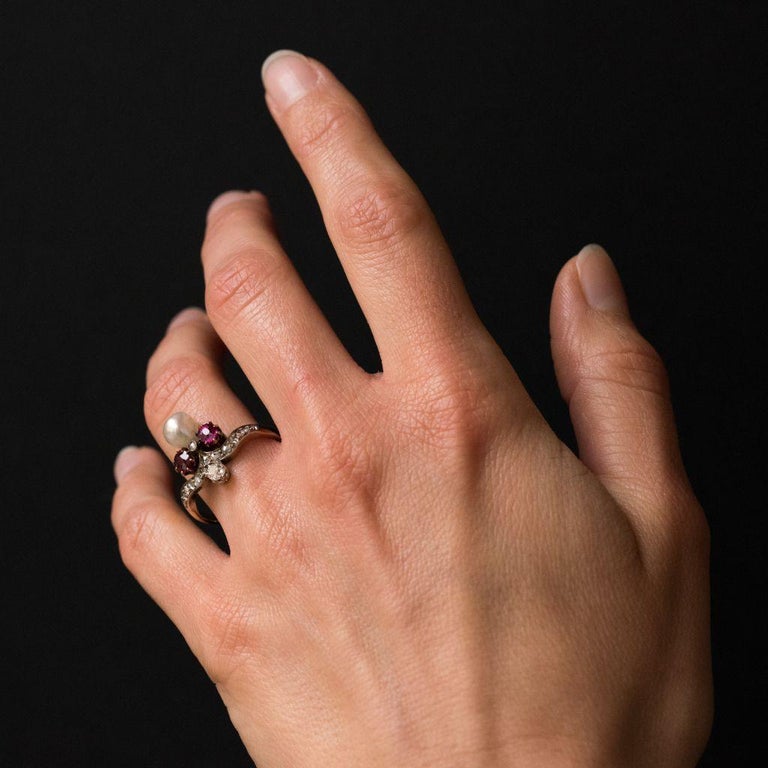 French Napoleon III Natural Pearl Ruby Diamond Duchess Ring For Sale at 1stDibs | pearl and ruby ...