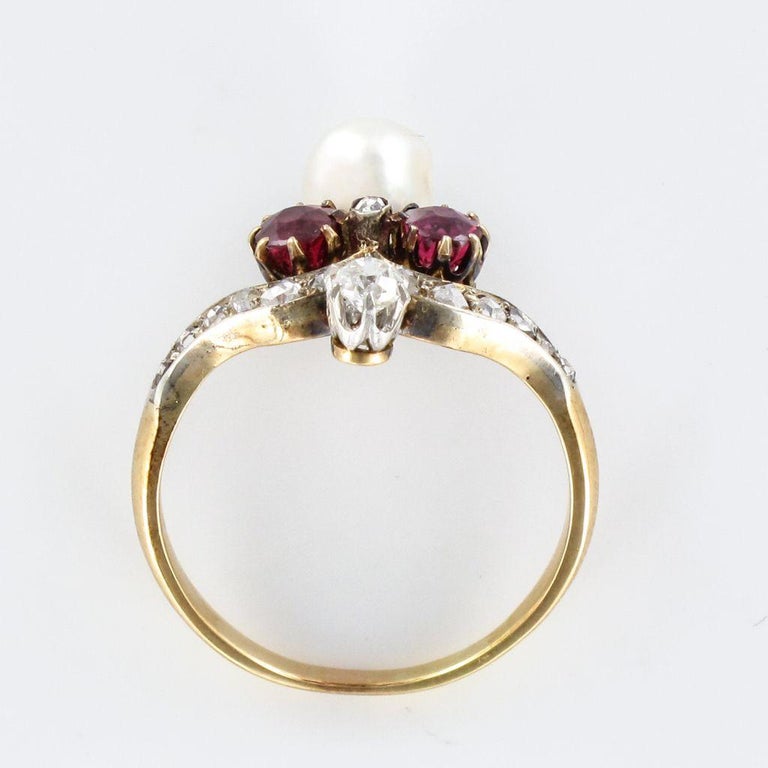 French Napoleon III Natural Pearl Ruby Diamond Duchess Ring For Sale at 1stDibs | pearl and ruby ...