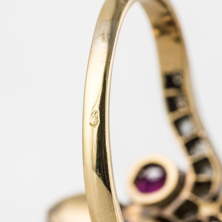 French Napoleon III Natural Pearl Ruby Diamond Duchess Ring For Sale at ...