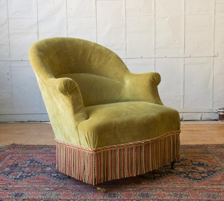 French Napoleon III Style Armchair in Green Gold Velvet at 1stDibs ...