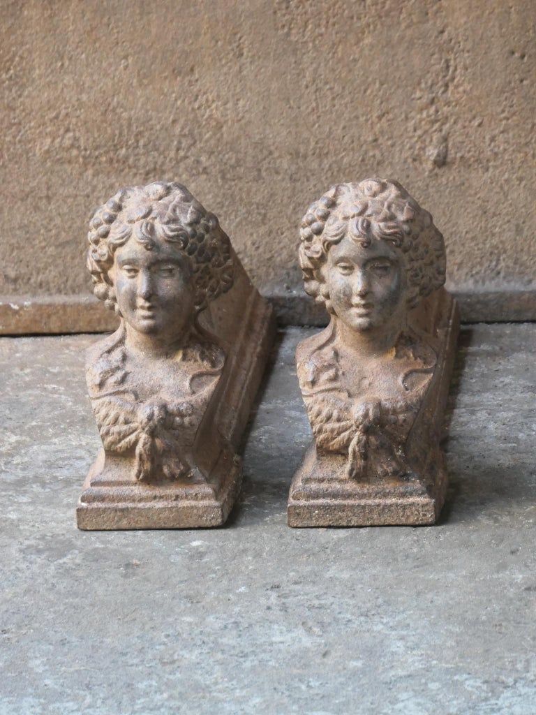 French Napoleon III 'Woman' Andirons or Firedogs, 19th Century For Sale ...