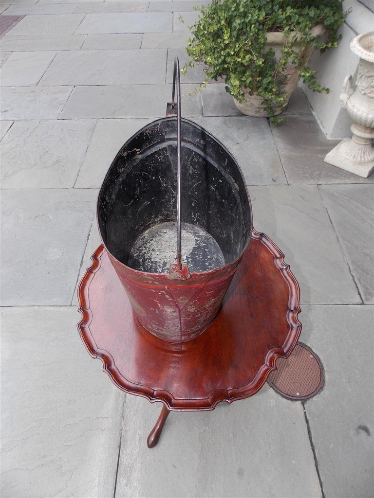 French Navette Form Tole Fuel Bucket with Foliage and Nautical Scenes ...