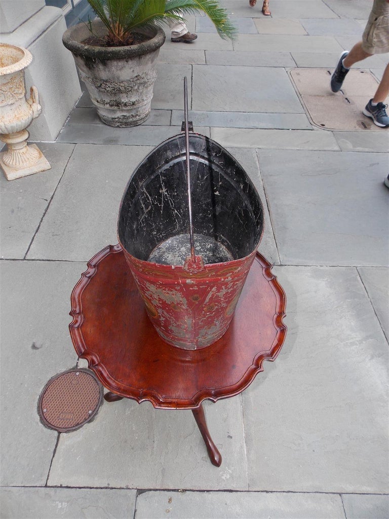 French Navette Form Tole Fuel Bucket with Foliage and Nautical Scenes ...