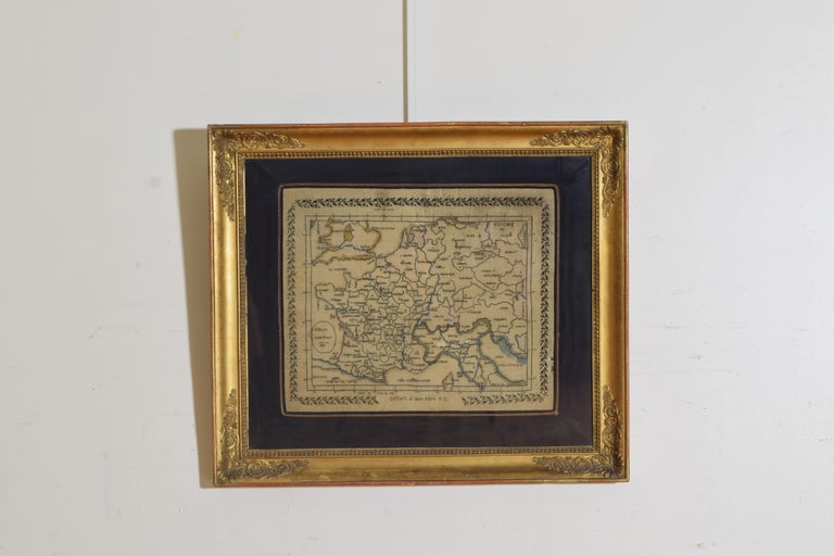 French Needlepoint Map, Europe Centrale 1838, in Period Giltwood Frame ...