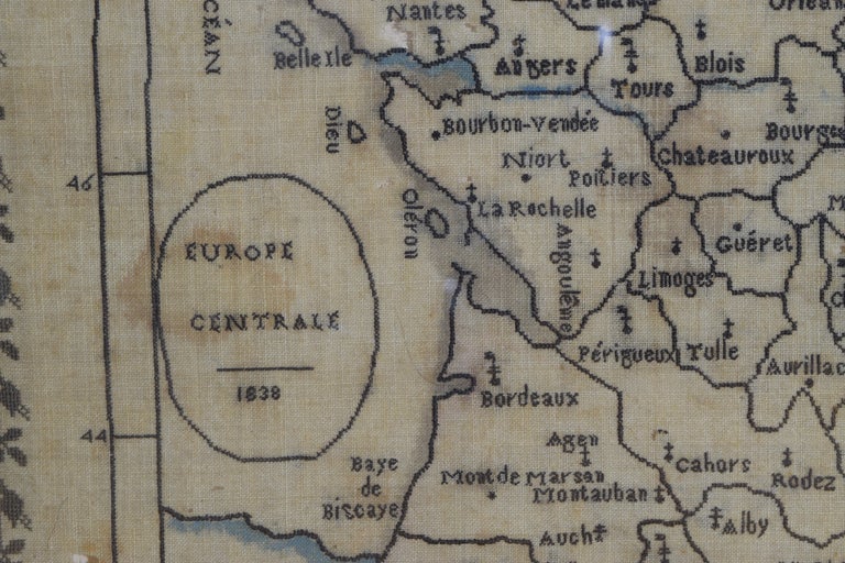French Needlepoint Map, Europe Centrale 1838, in Period Giltwood Frame ...