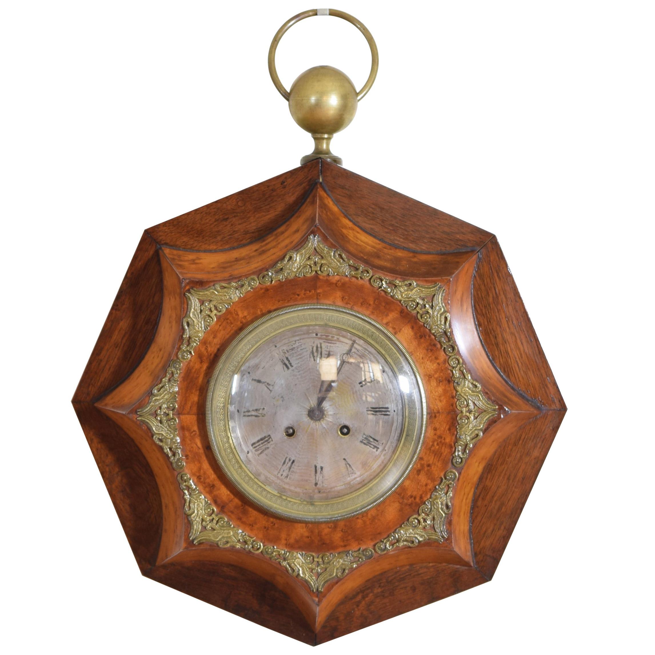 Cris G Brass and Walnut Clock For Sale at 1stDibs
