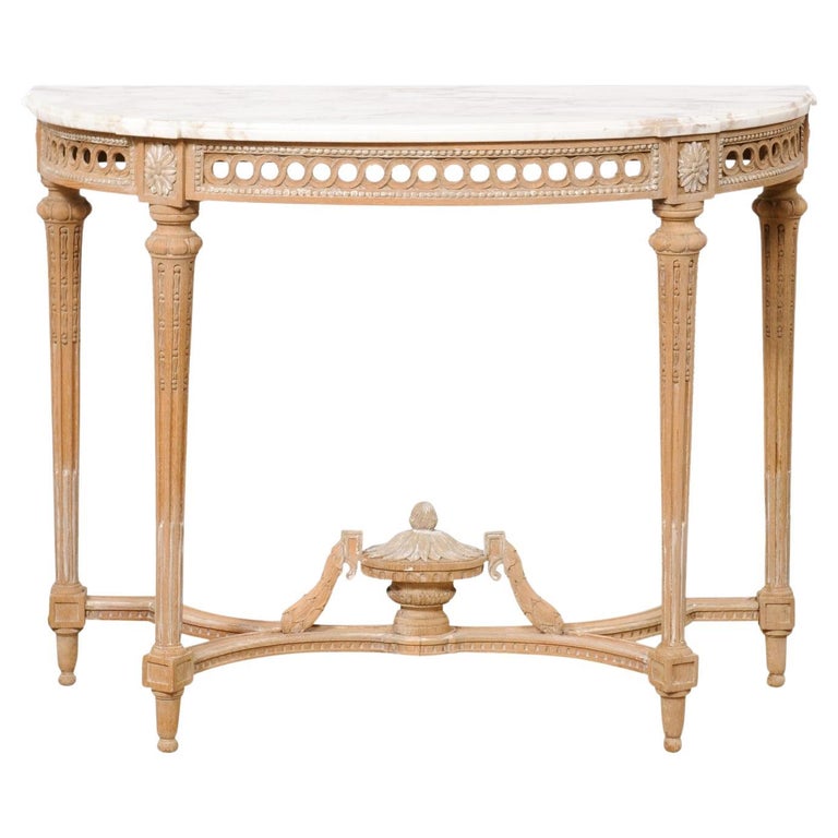 French Neoclassic Style Marble-Top Console Table W/Nice Urn Finial at ...