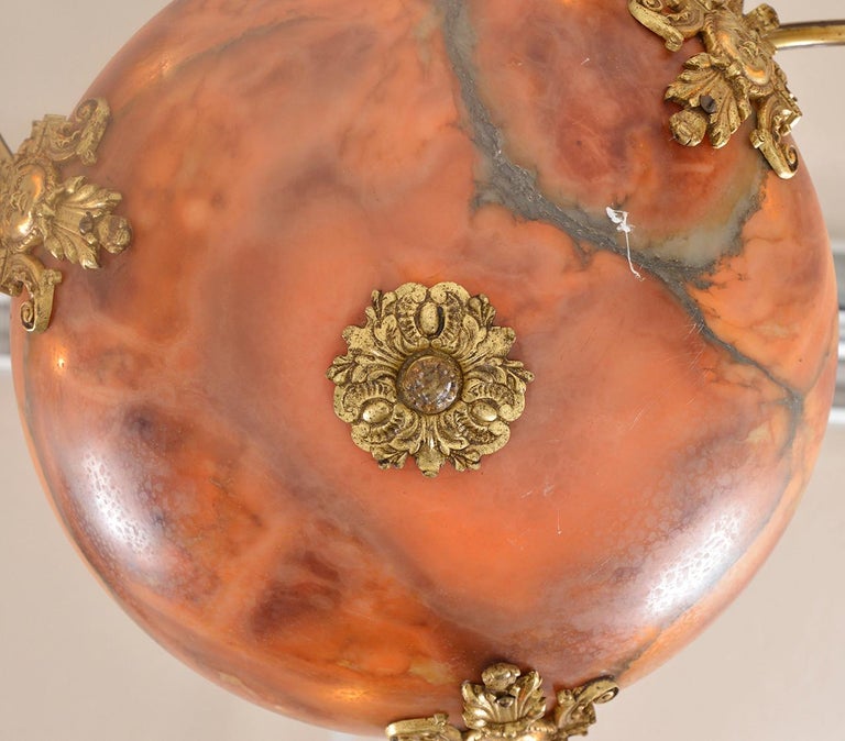 French Neoclassical Alabaster 6-Arm Plafonnier Amber Brass Ormolu ...