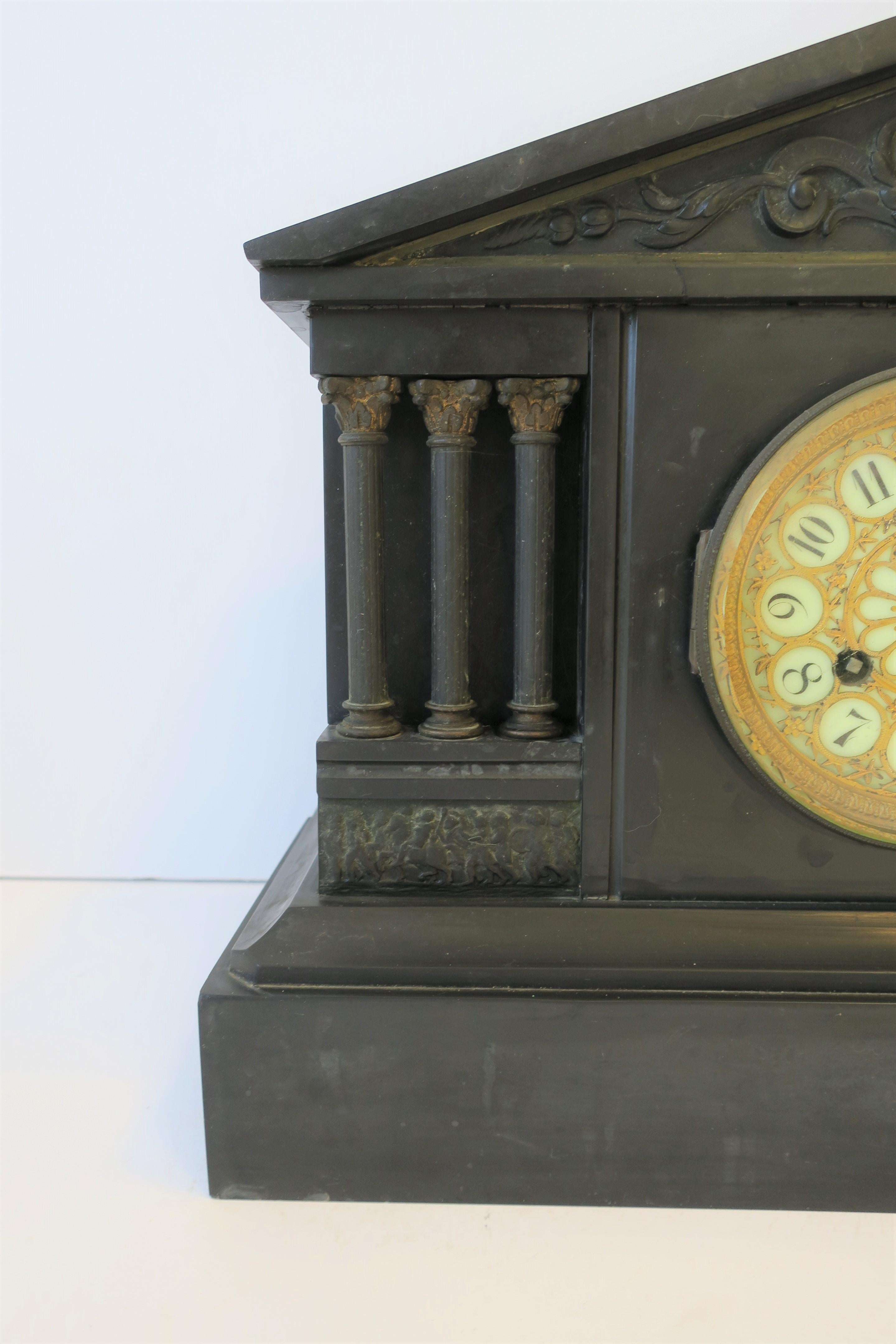 French Neoclassical Black Slate and Gold Gilt Mantel Clock at 1stDibs ...