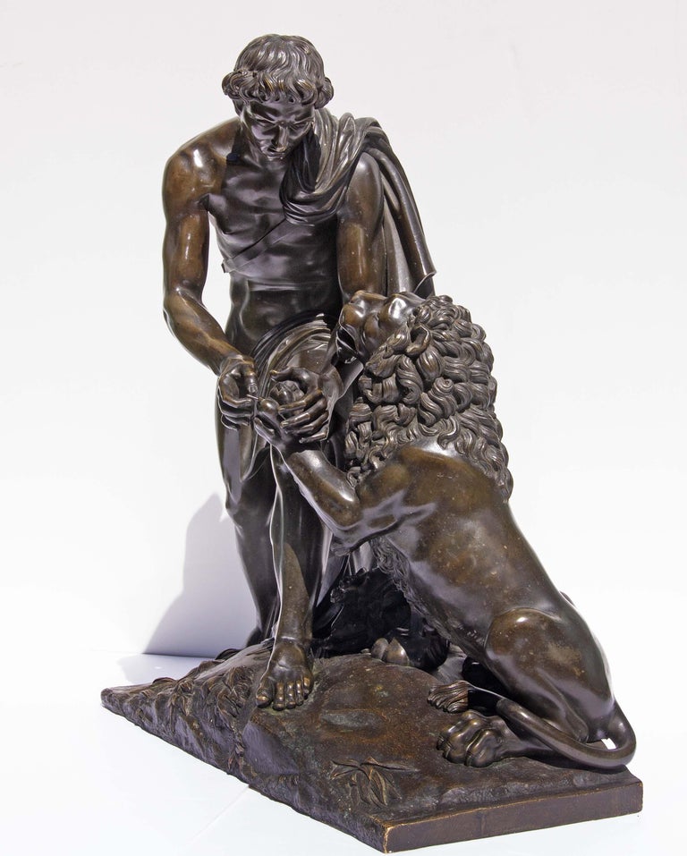 French Neoclassical Bronze Of Androcles and the Lion For Sale at 1stDibs