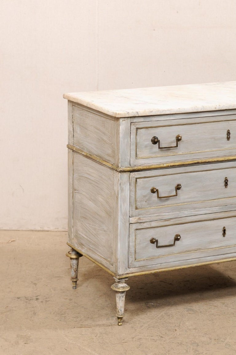 French Neoclassical Commode w/Marble Top and Brass Accents, Early 19th ...