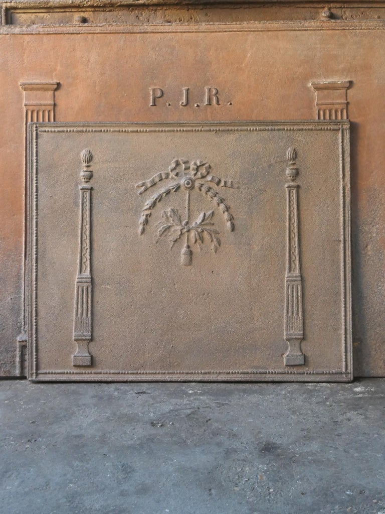 French Neoclassical 'Pillars of Freedom' Fireback, 19th Century For ...