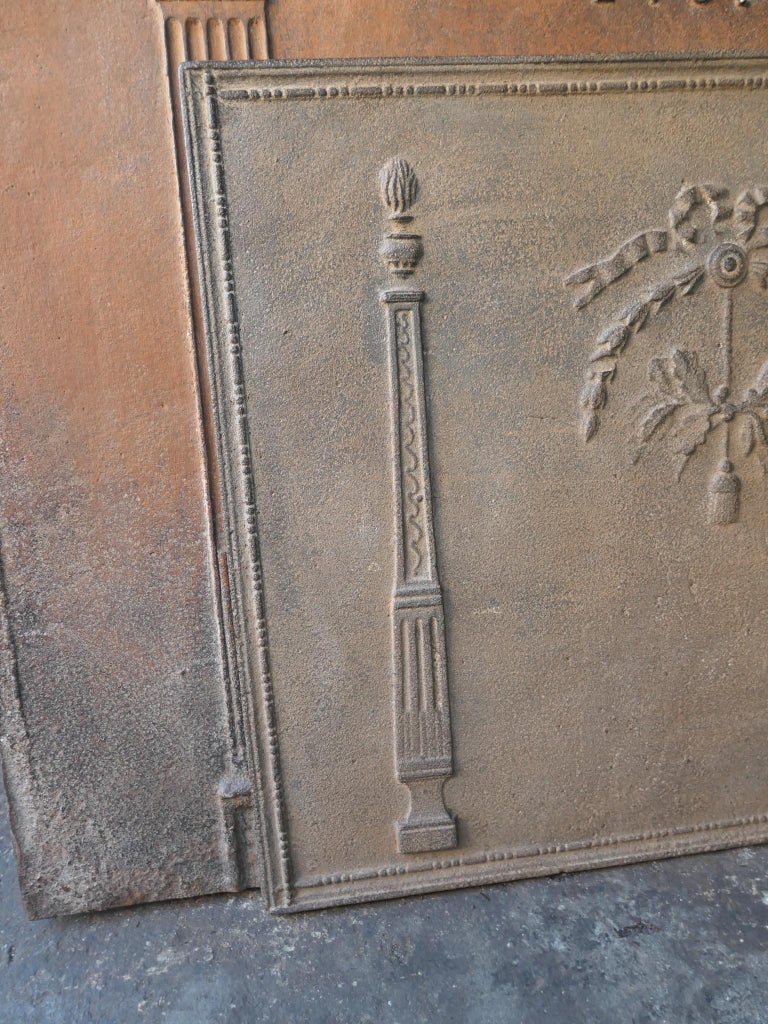 French Neoclassical 'Pillars of Freedom' Fireback, 19th Century For ...