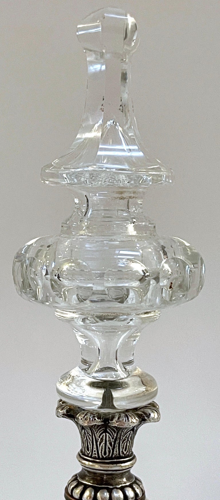 French Neoclassical Silverplated Bronze Mounted Crystal Newel Post For ...