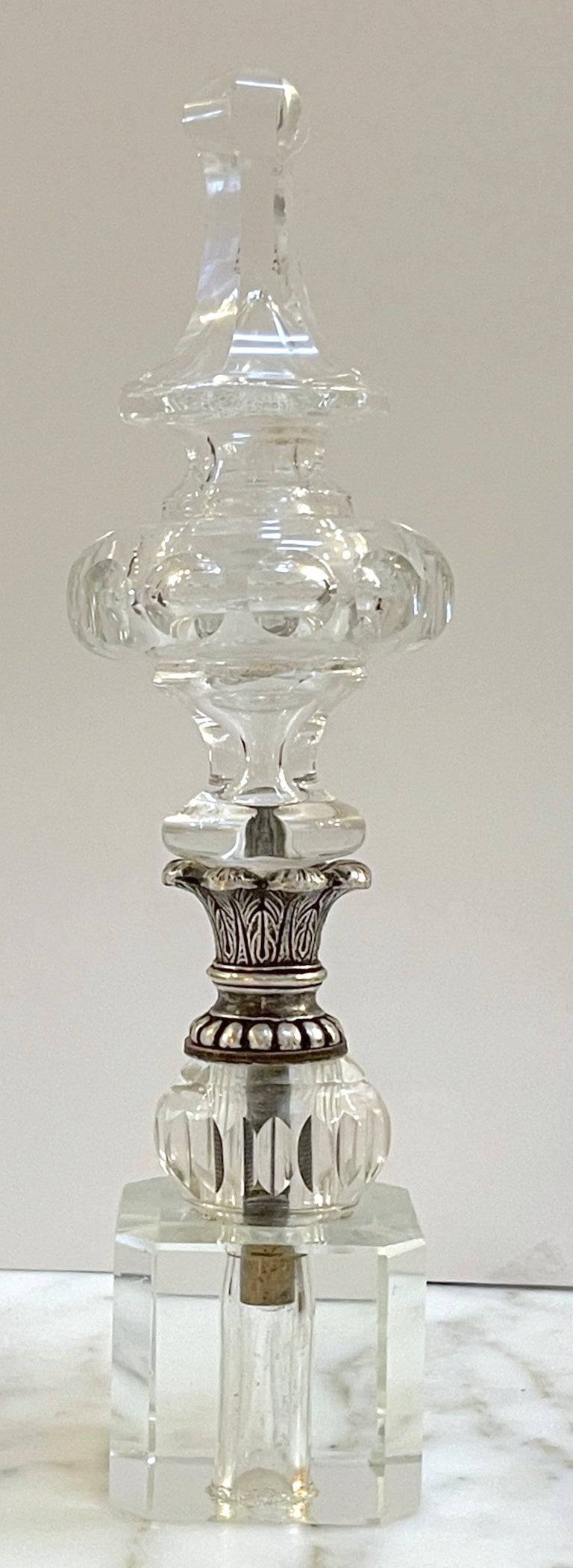 French Neoclassical Silverplated Bronze Mounted Crystal Newel Post For ...