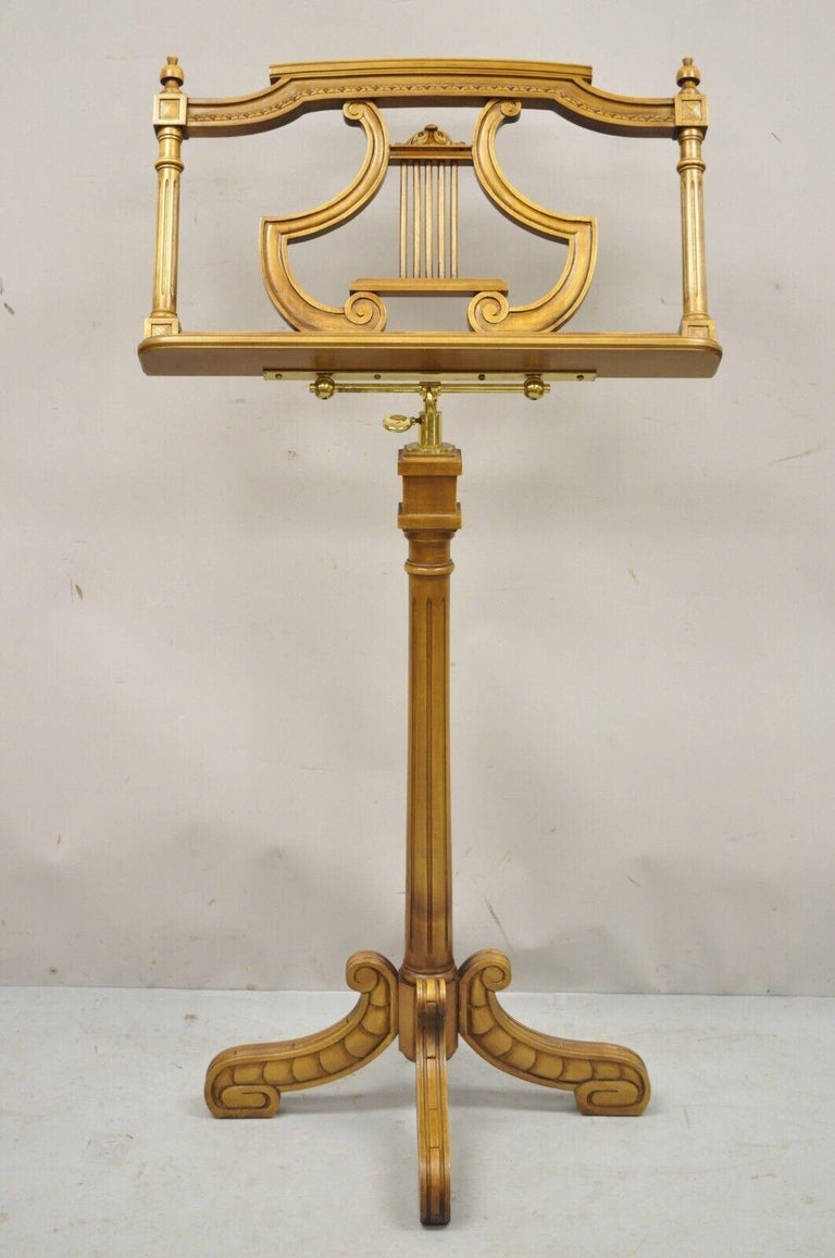 French Neoclassical Style Adjustable Lyre Harp Form Wooden Music ...