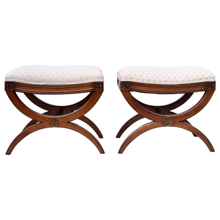 French Neoclassical Style Curule Benches or Stools by Baker at 1stDibs